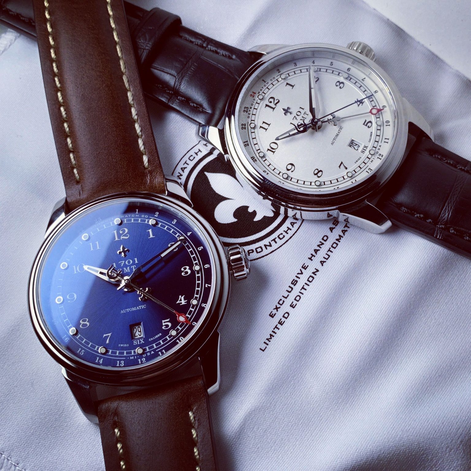 Detroit Watch Company 42mm 1701 Pontchartrain® GMT Dual Timezone Watch ...