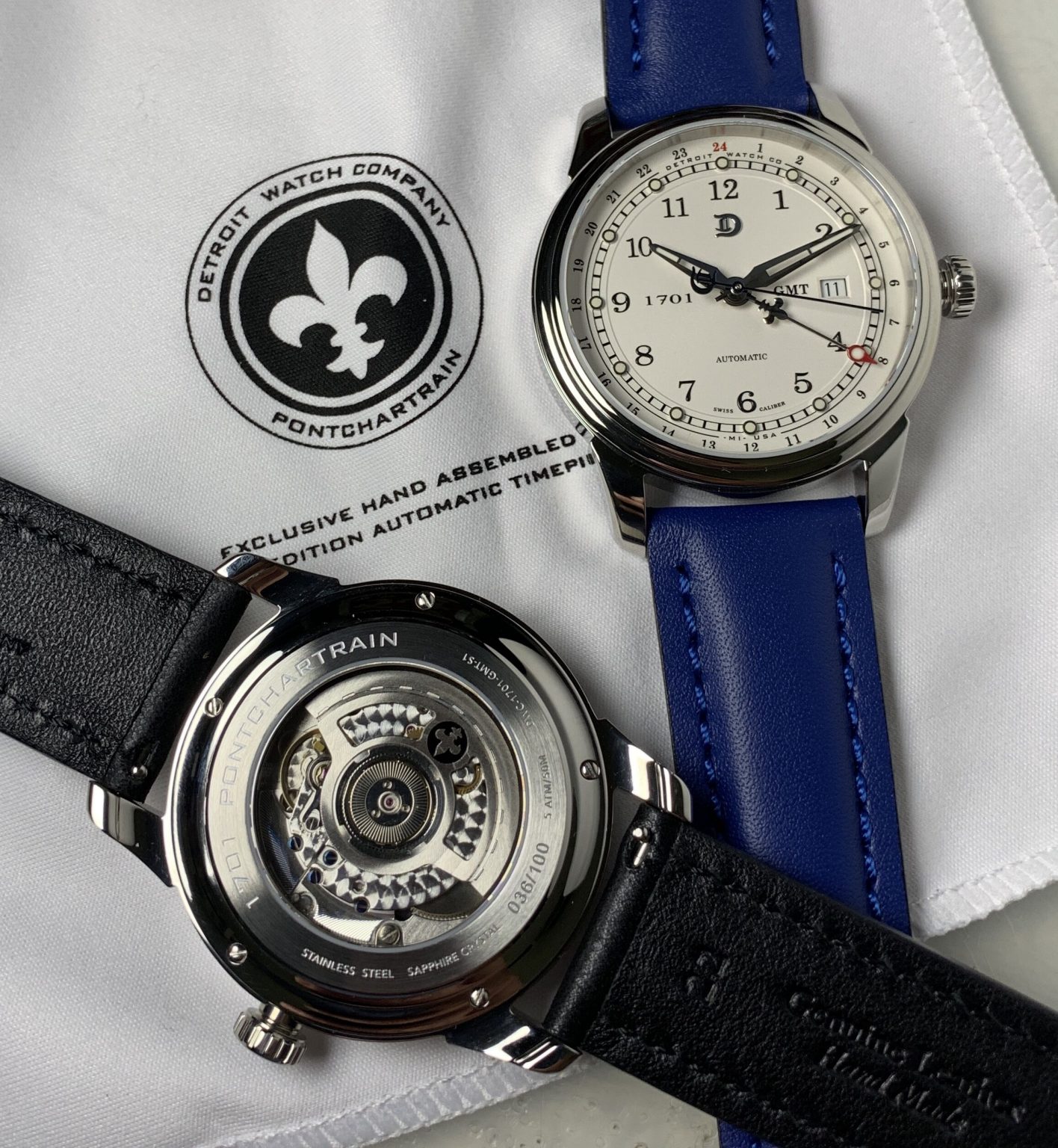 Detroit Watch Company 42mm 1701 Pontchartrain® GMT Dual Timezone Watch ...